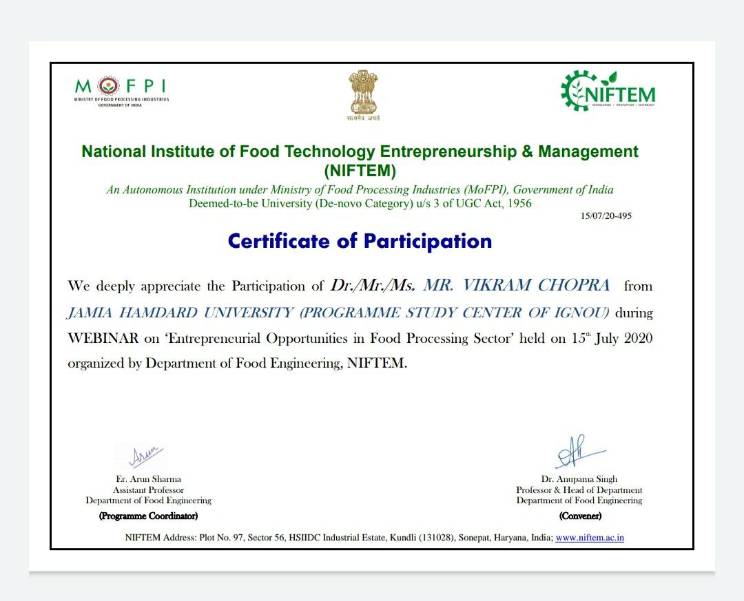 Vikram Chopra on LinkedIn: Received from NIFTEM. Thank you Dr. RK patil ... Vikram Chopra on LinkedIn: Received from NIFTEM. Thank you Dr. RK patil ...