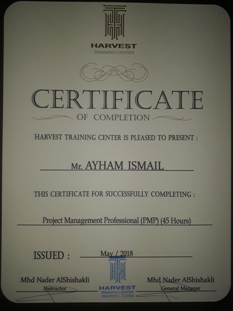 Ayham Ismail, PMP® on LinkedIn: #Certificate of completion #PMP… Ayham Ismail, PMP® on LinkedIn: #Certificate of completion #PMP…