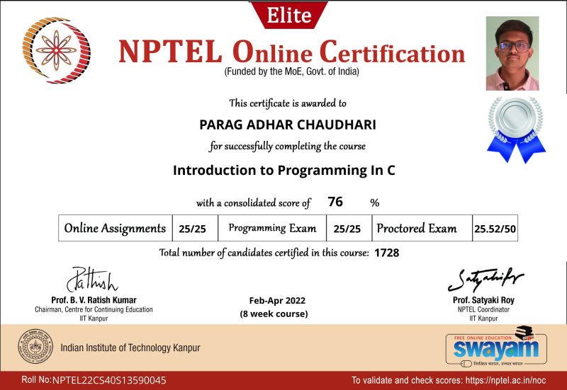 Parag Chaudhari on LinkedIn: #programming #c #nptel Parag Chaudhari on LinkedIn: #programming #c #nptel
