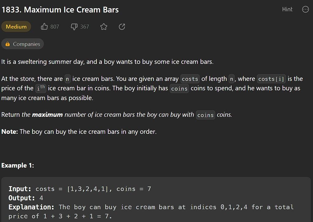 Abhimanyu kumar on LinkedIn: #leetcode #maximumicecreambars #solutions ... Abhimanyu kumar on LinkedIn: #leetcode #maximumicecreambars #solutions ...