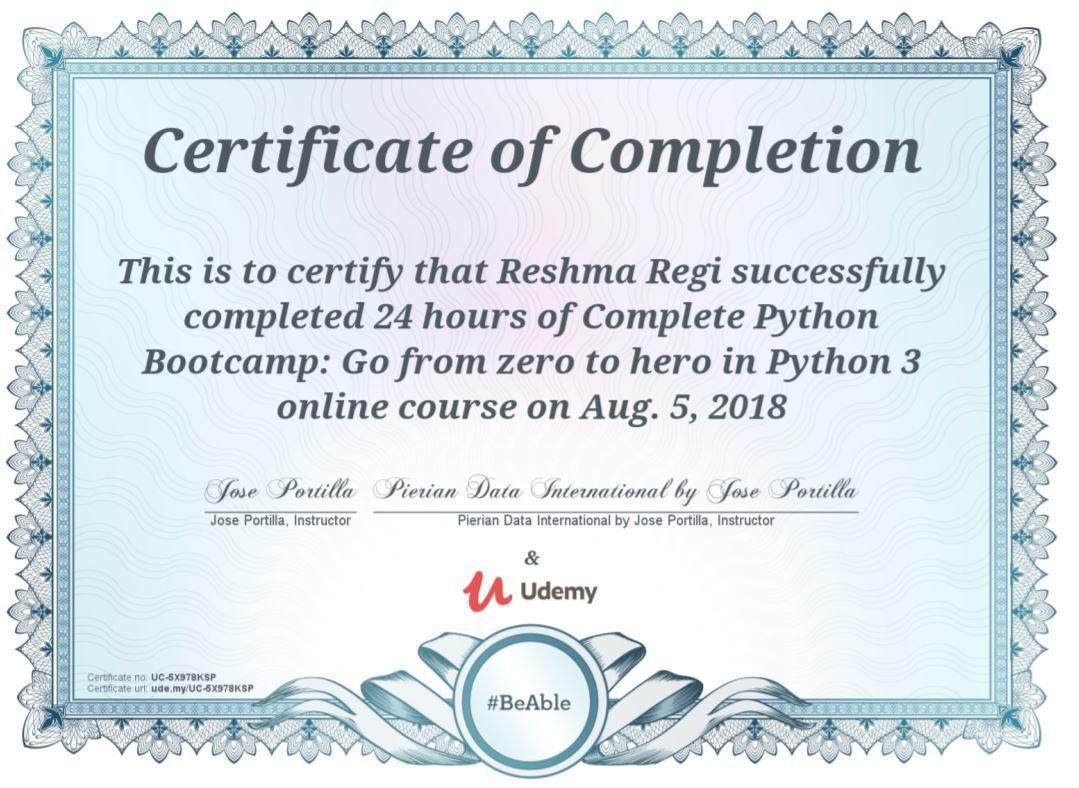 Reshma Regi on LinkedIn: #python #pythonbootcamp #udemy Reshma Regi on LinkedIn: #python #pythonbootcamp #udemy