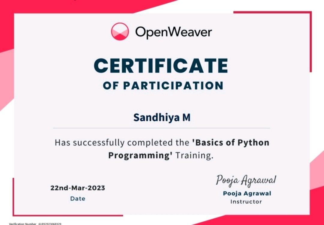 Sandhiya M on LinkedIn: #basics #python #programming #training Sandhiya M on LinkedIn: #basics #python #programming #training