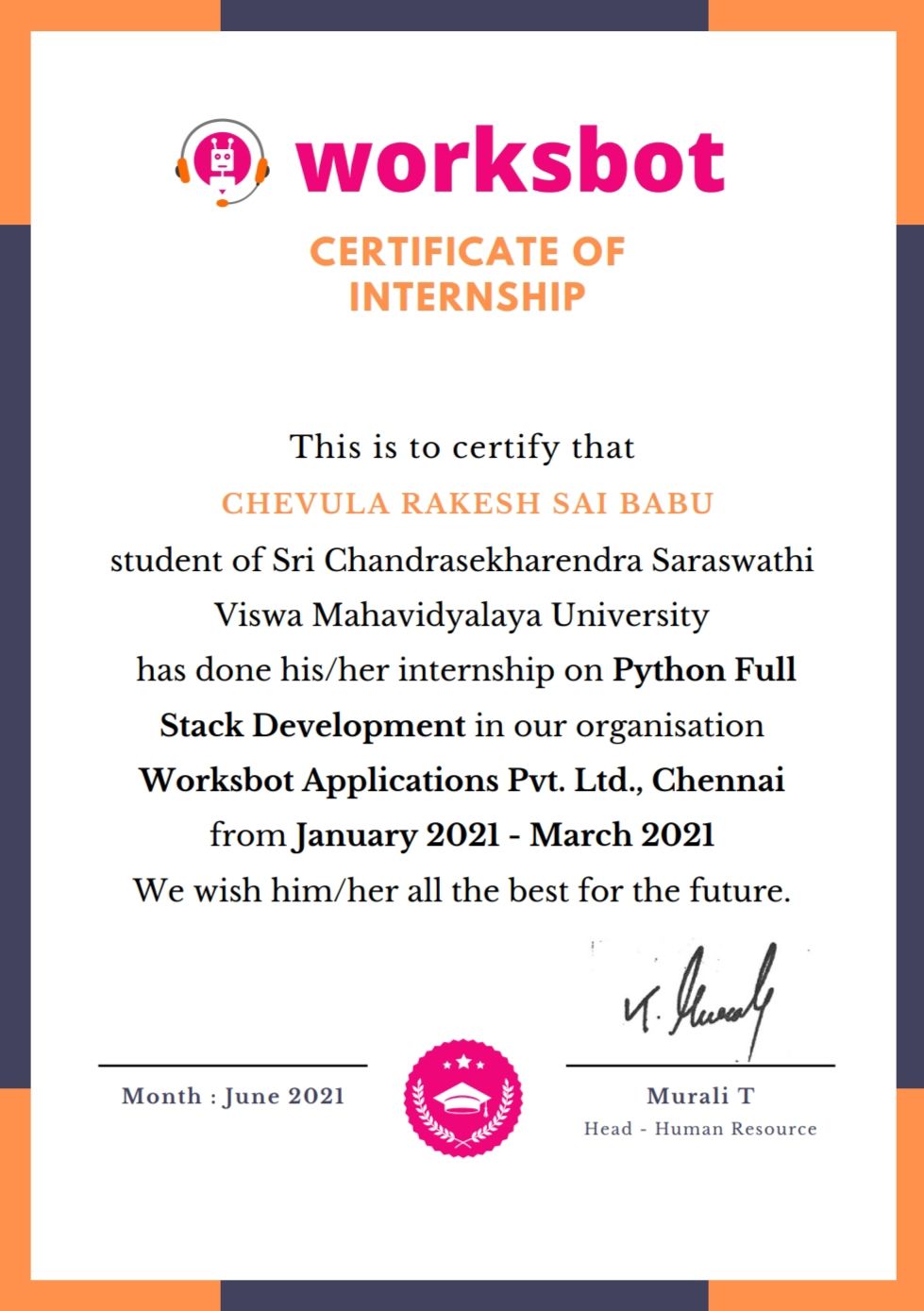 Chevula Rakesh Sai Babu on LinkedIn: #python #internship #fresher # ... Chevula Rakesh Sai Babu on LinkedIn: #python #internship #fresher # ...