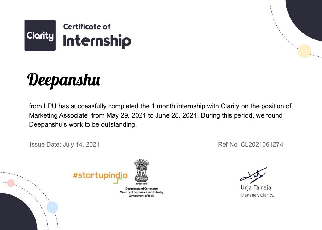Deepanshu Attri on LinkedIn: #clarity #internship #marketing #share # ... Deepanshu Attri on LinkedIn: #clarity #internship #marketing #share # ...