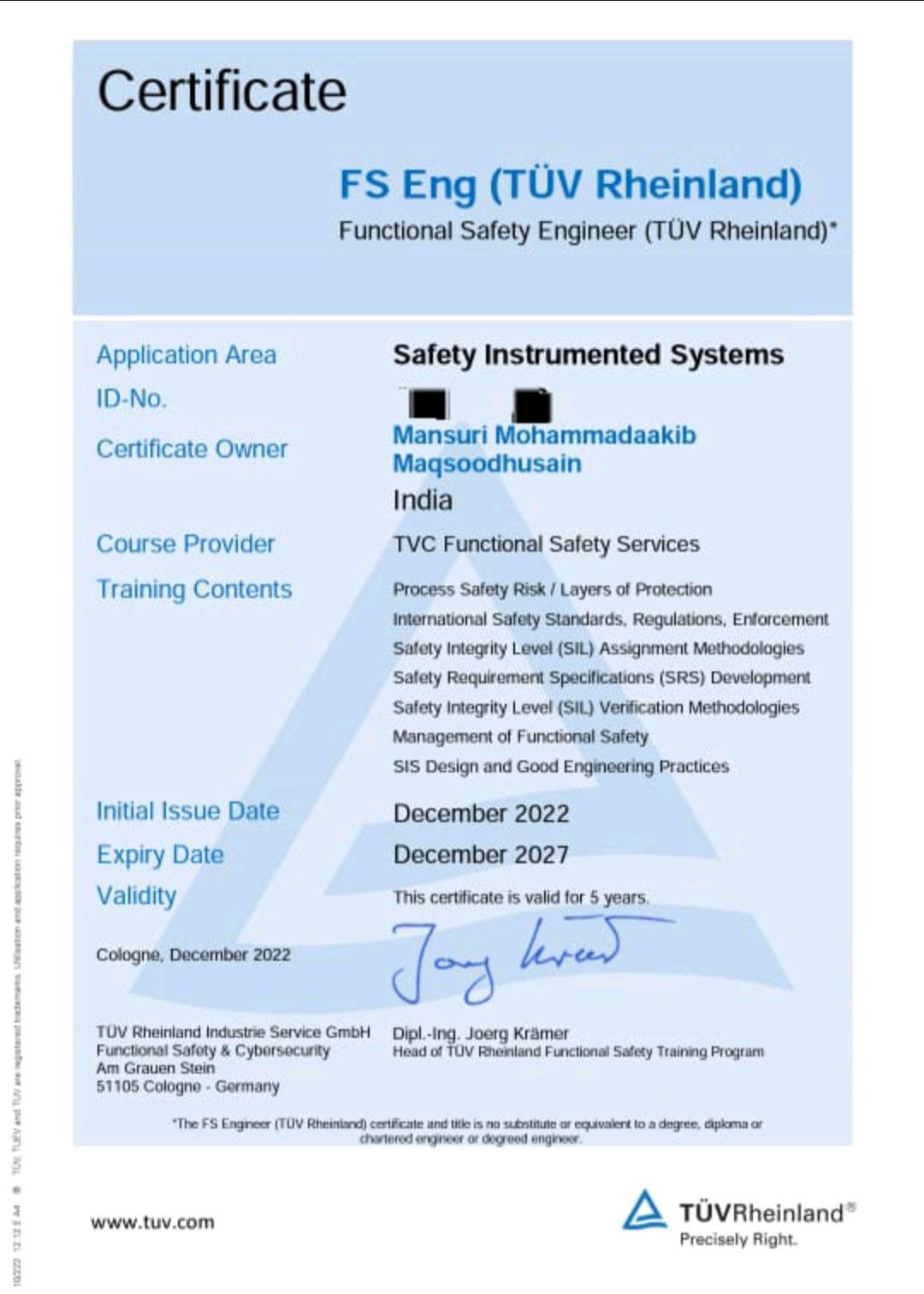 Aakib Mansuri on LinkedIn: #tuvrheinland #functionalsafety #engineer Aakib Mansuri on LinkedIn: #tuvrheinland #functionalsafety #engineer