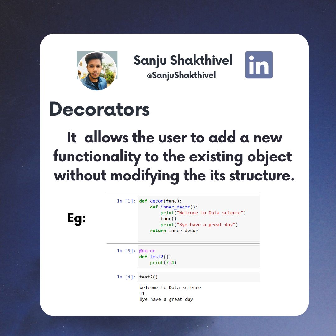 Sanju Shakthivel on LinkedIn: #python #programming #pythonprogramming # ... Sanju Shakthivel on LinkedIn: #python #programming #pythonprogramming # ...