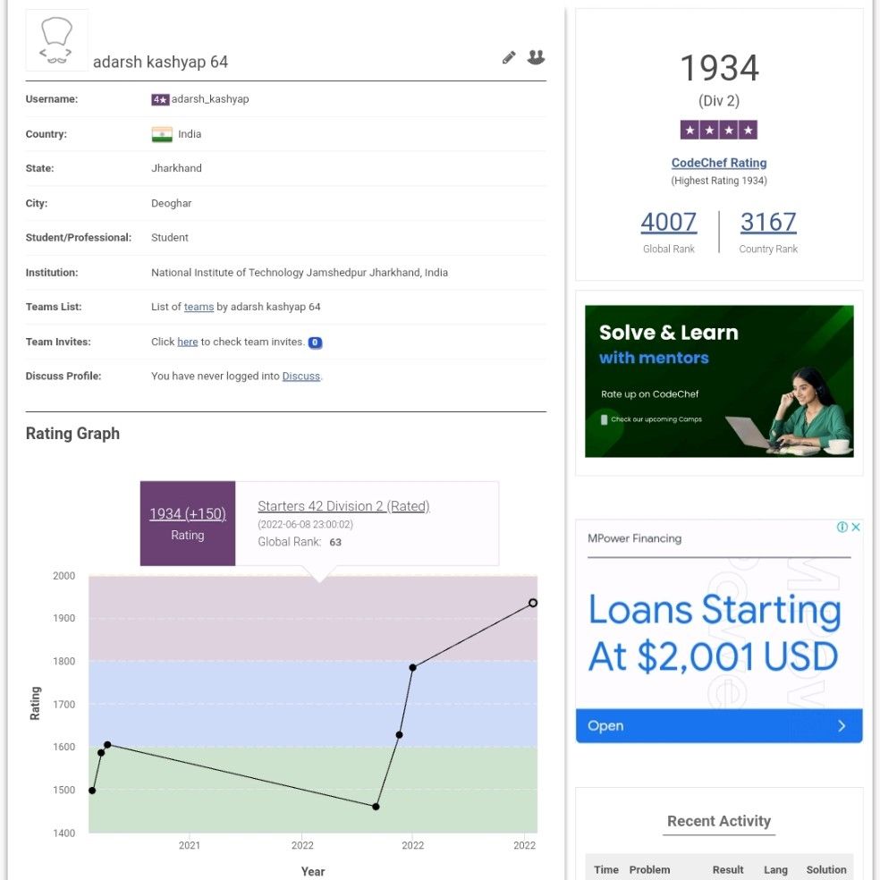 ADARSH KASHYAP on LinkedIn: #codechef #competitiveprogramming ADARSH KASHYAP on LinkedIn: #codechef #competitiveprogramming
