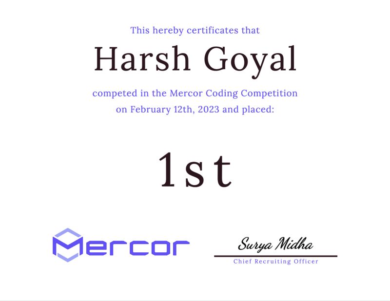 Harsh Goyal on LinkedIn: #coding #mercor | 12 comments Harsh Goyal on LinkedIn: #coding #mercor | 12 comments