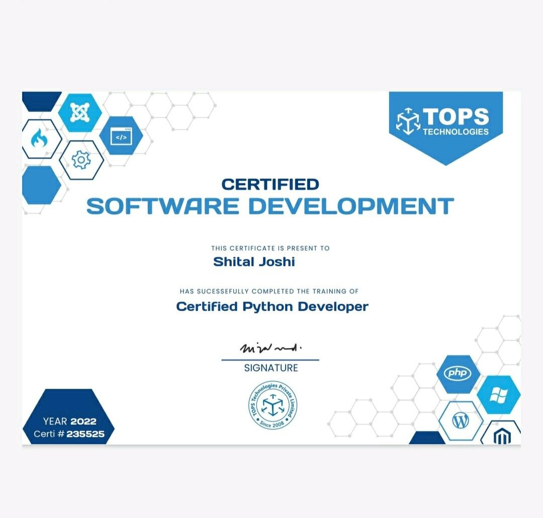 Shital Joshi on LinkedIn: I have successfully completed Python ... Shital Joshi on LinkedIn: I have successfully completed Python ...