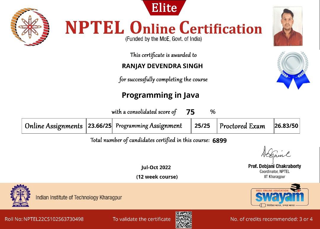 RANJAY DEVENDRA SINGH on LinkedIn: #experience #programming #iit #nptel RANJAY DEVENDRA SINGH on LinkedIn: #experience #programming #iit #nptel