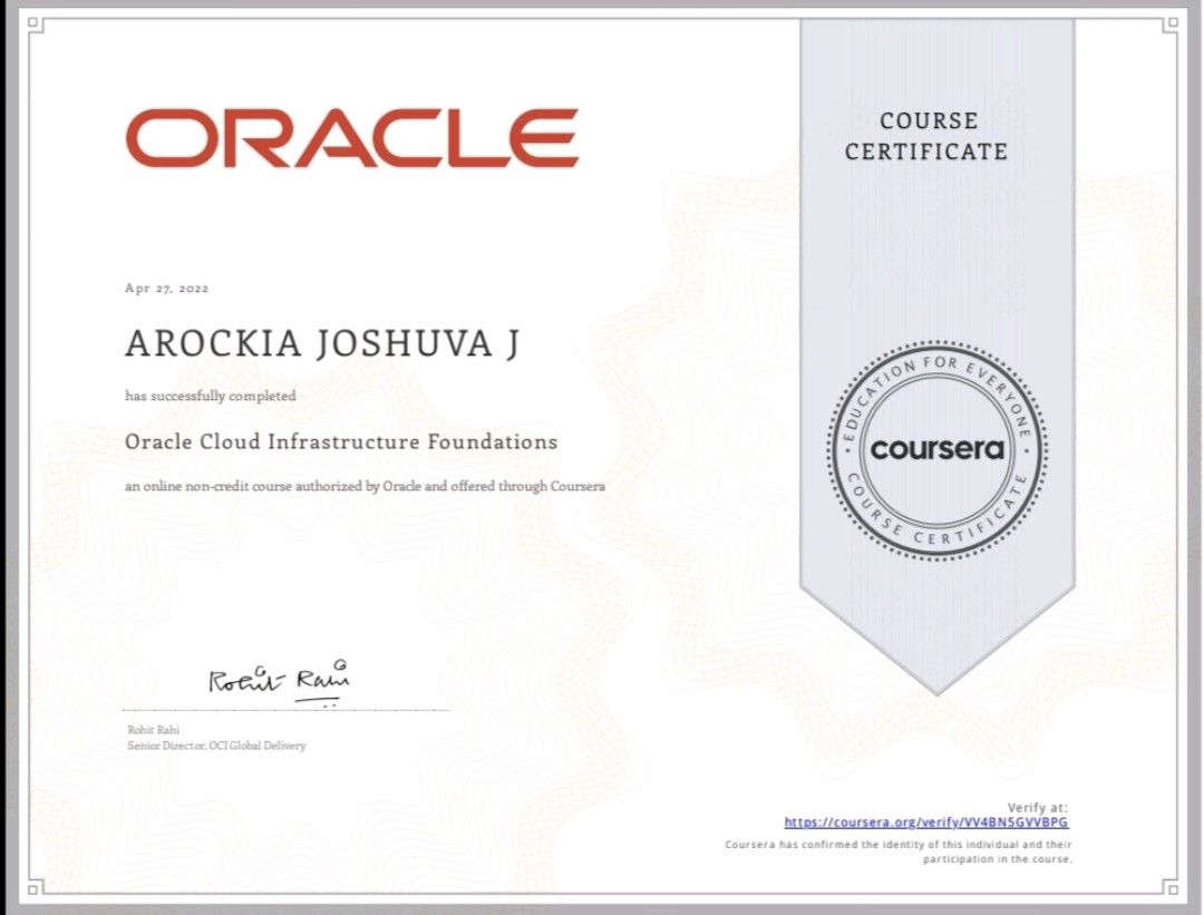 AROCKIA JOSHUVA J on LinkedIn: #oraclecloud AROCKIA JOSHUVA J on LinkedIn: #oraclecloud