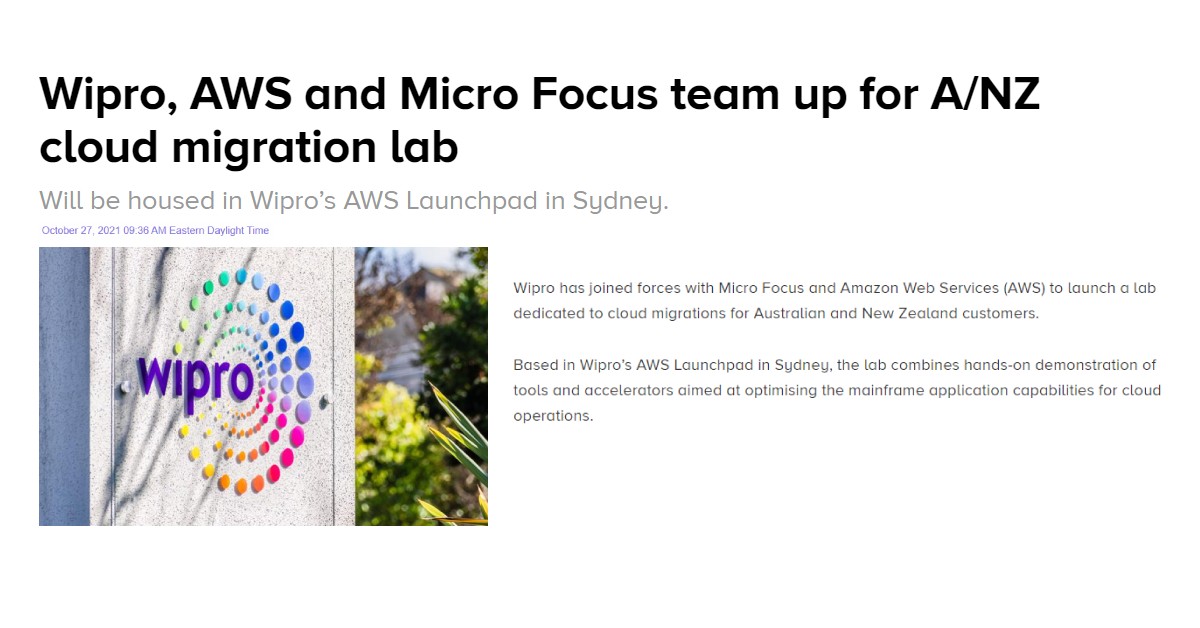 John Palozzi on LinkedIn: #microfocus #wipro #mainframemodernization # ... John Palozzi on LinkedIn: #microfocus #wipro #mainframemodernization # ...