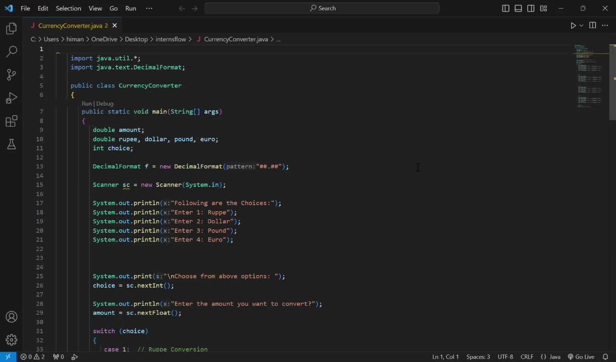 Himanshi Patil on LinkedIn: #java #java #currency #coding #internsflow ... Himanshi Patil on LinkedIn: #java #java #currency #coding #internsflow ...