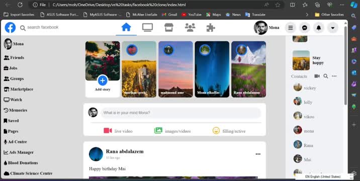 Mona Abdalazem on LinkedIn: Crafted a fully responsive facebook clone ... Mona Abdalazem on LinkedIn: Crafted a fully responsive facebook clone ...