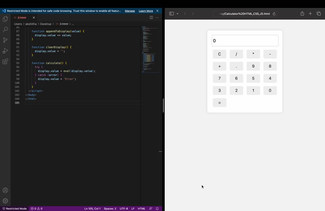 akshitha chelli on LinkedIn: calculator using html, css and js InternPe akshitha chelli on LinkedIn: calculator using html, css and js InternPe