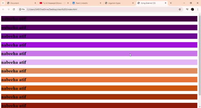 Nabeeha Atif on LinkedIn: Heading towards CSS after learning HTML in ... Nabeeha Atif on LinkedIn: Heading towards CSS after learning HTML in ...