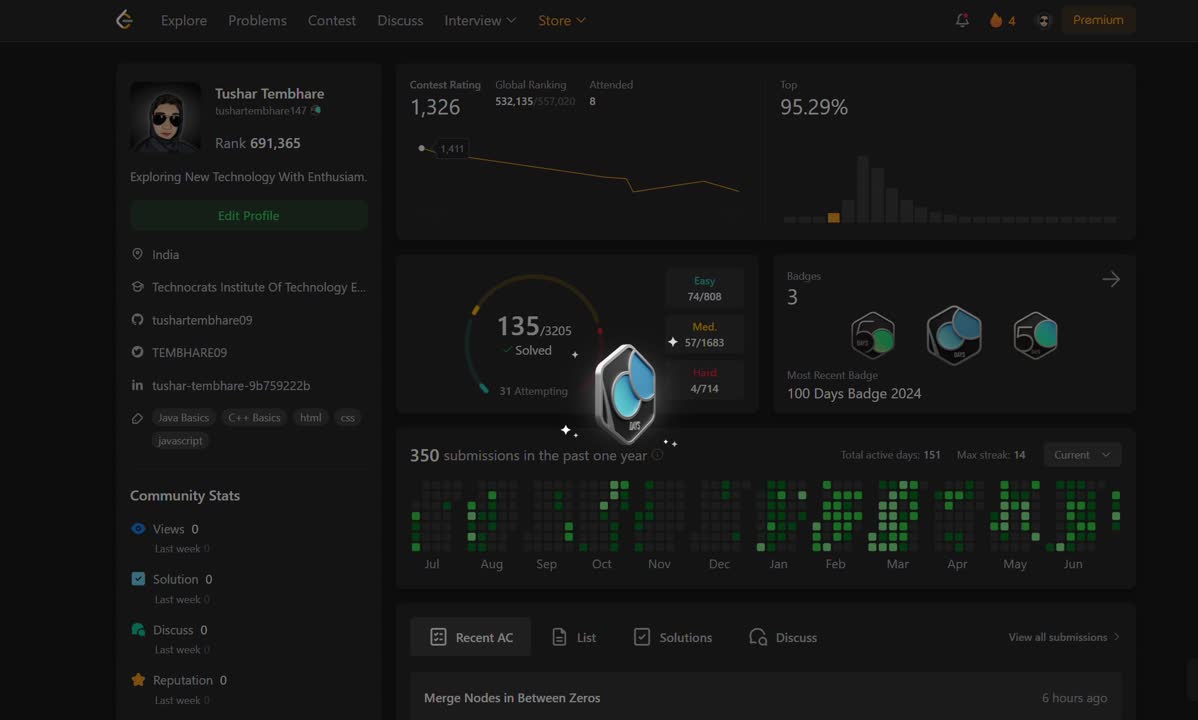 Tushar Tembhare on LinkedIn: #100daysofcode #leetcode #codingjourney # ... Tushar Tembhare on LinkedIn: #100daysofcode #leetcode #codingjourney # ...