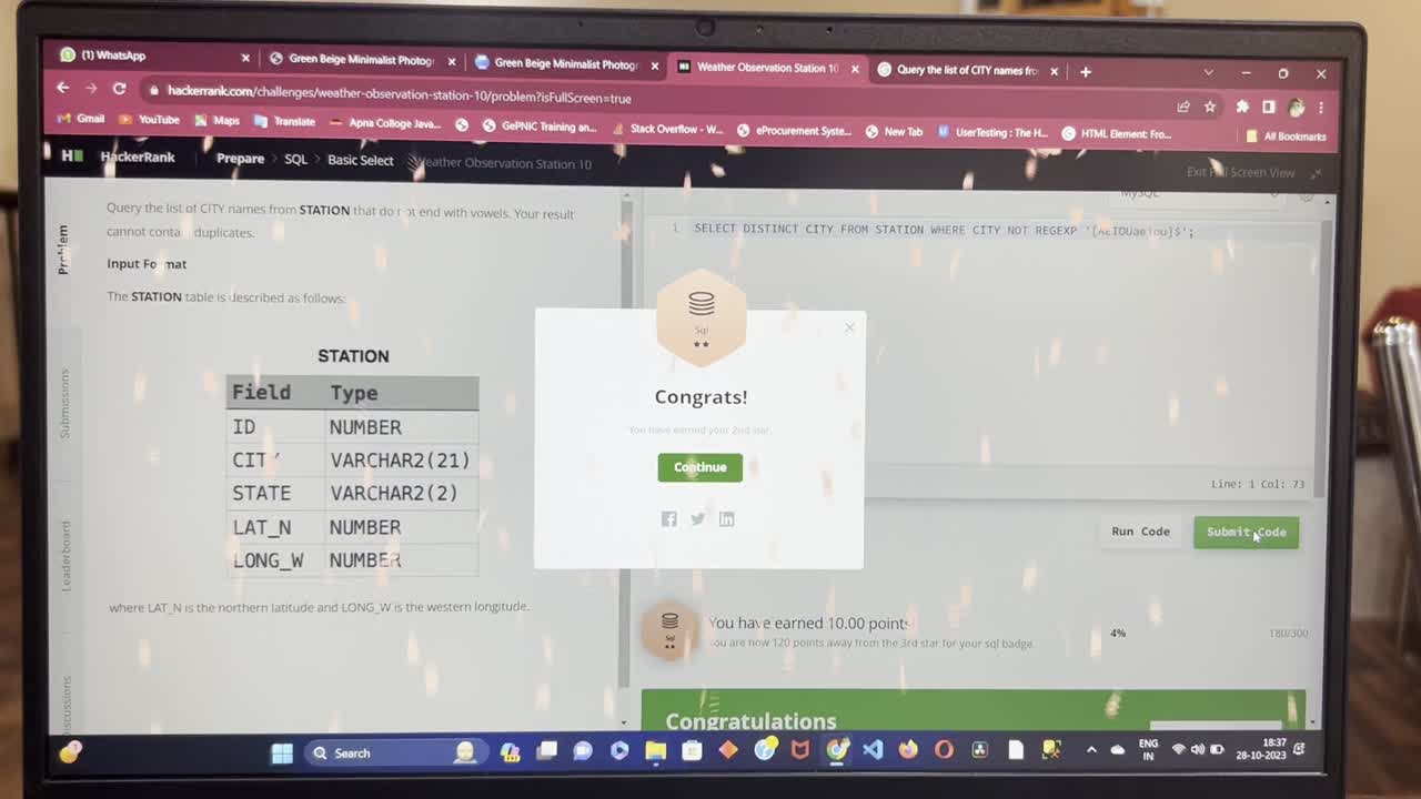 ATHARVA KOSHTI on LinkedIn: Yay ! I earned my 2nd Star in SQL ON HavkerRank ATHARVA KOSHTI on LinkedIn: Yay ! I earned my 2nd Star in SQL ON HavkerRank