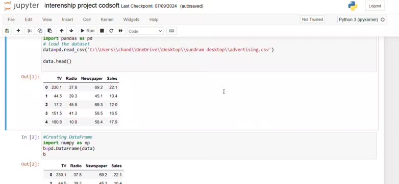 Sundram Maurya on LinkedIn: Task 4: SALES PREDICTION USING PYTHON CodSoft Sundram Maurya on LinkedIn: Task 4: SALES PREDICTION USING PYTHON CodSoft