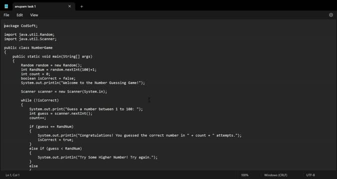 Anupam Kumari on LinkedIn: #intership #javaprogramming #codsoft Anupam Kumari on LinkedIn: #intership #javaprogramming #codsoft