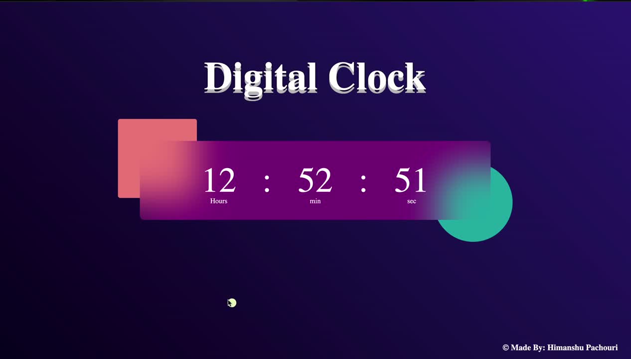 I created a sleek digital clock using HTML, CSS, JavaScript. 🕰️ ... I created a sleek digital clock using HTML, CSS, JavaScript. 🕰️ ...