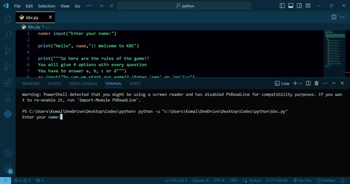 Komal . on LinkedIn: #python #learningjourney #firstproject #coding # ... Komal . on LinkedIn: #python #learningjourney #firstproject #coding # ...
