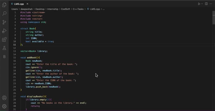 Diya Shah on LinkedIn: #codsoft #cpp #internship Diya Shah on LinkedIn: #codsoft #cpp #internship