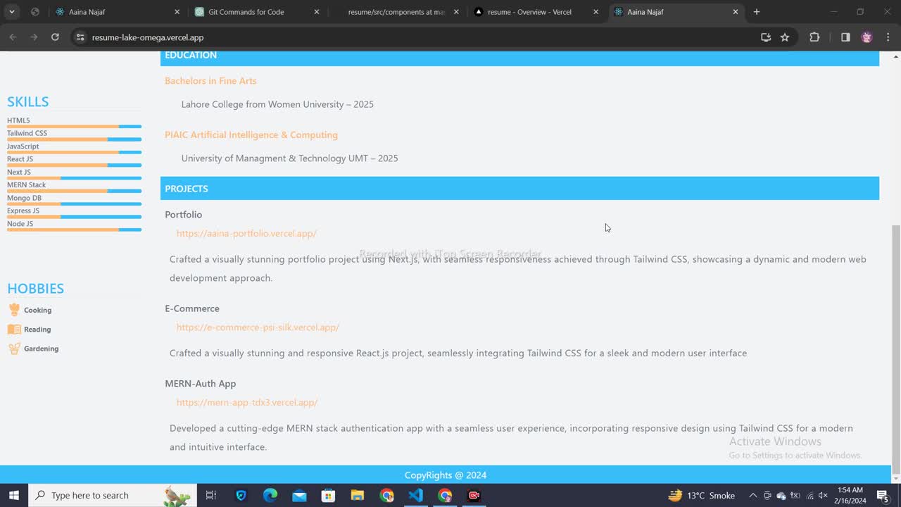 Aaina Najaf on LinkedIn: #reactjs #tailwindcss #webdevelopment #resume ... Aaina Najaf on LinkedIn: #reactjs #tailwindcss #webdevelopment #resume ...