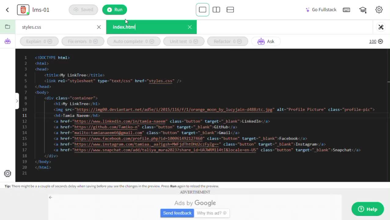 Tamia Naeem on LinkedIn: #webdevelopment #html #css #codingjourney # ... Tamia Naeem on LinkedIn: #webdevelopment #html #css #codingjourney # ...