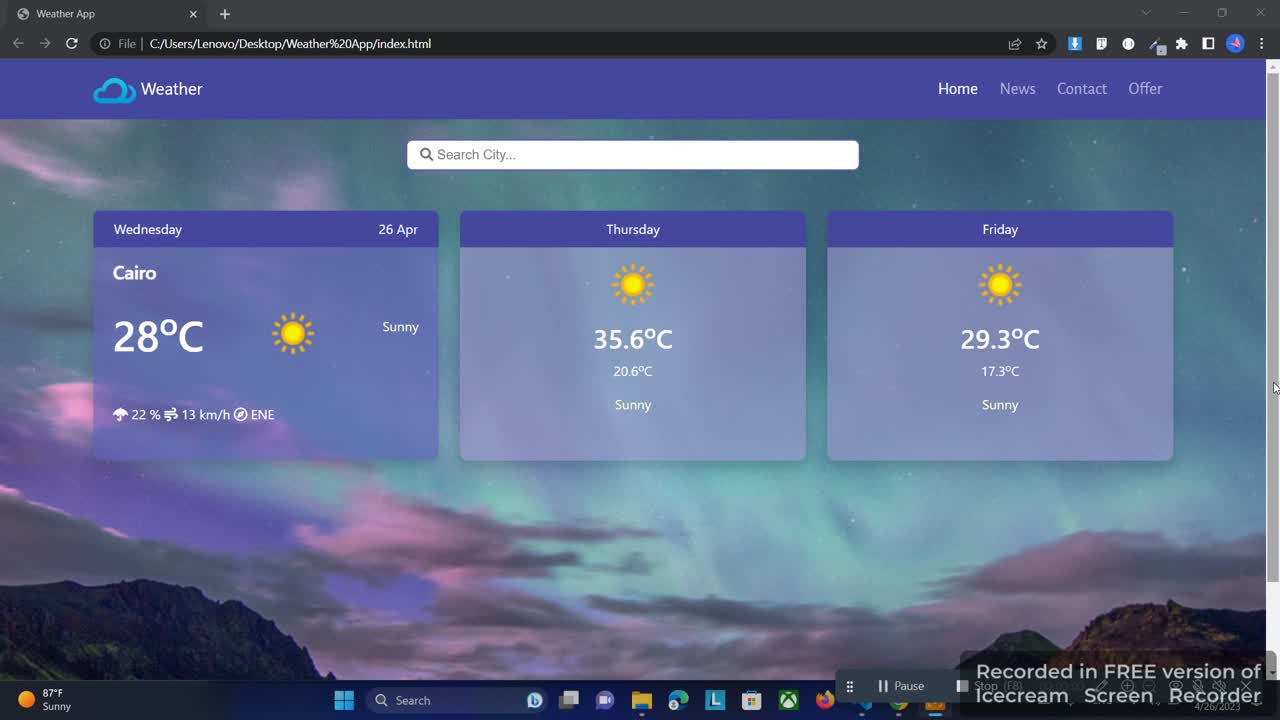 Reham Hammad na LinkedIn: weather app using: HTML CSS Bootstrap ... Reham Hammad na LinkedIn: weather app using: HTML CSS Bootstrap ...