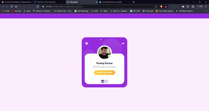Pankaj Kumar on LinkedIn: Profile Card uisng Html,css, javascript Pankaj Kumar on LinkedIn: Profile Card uisng Html,css, javascript