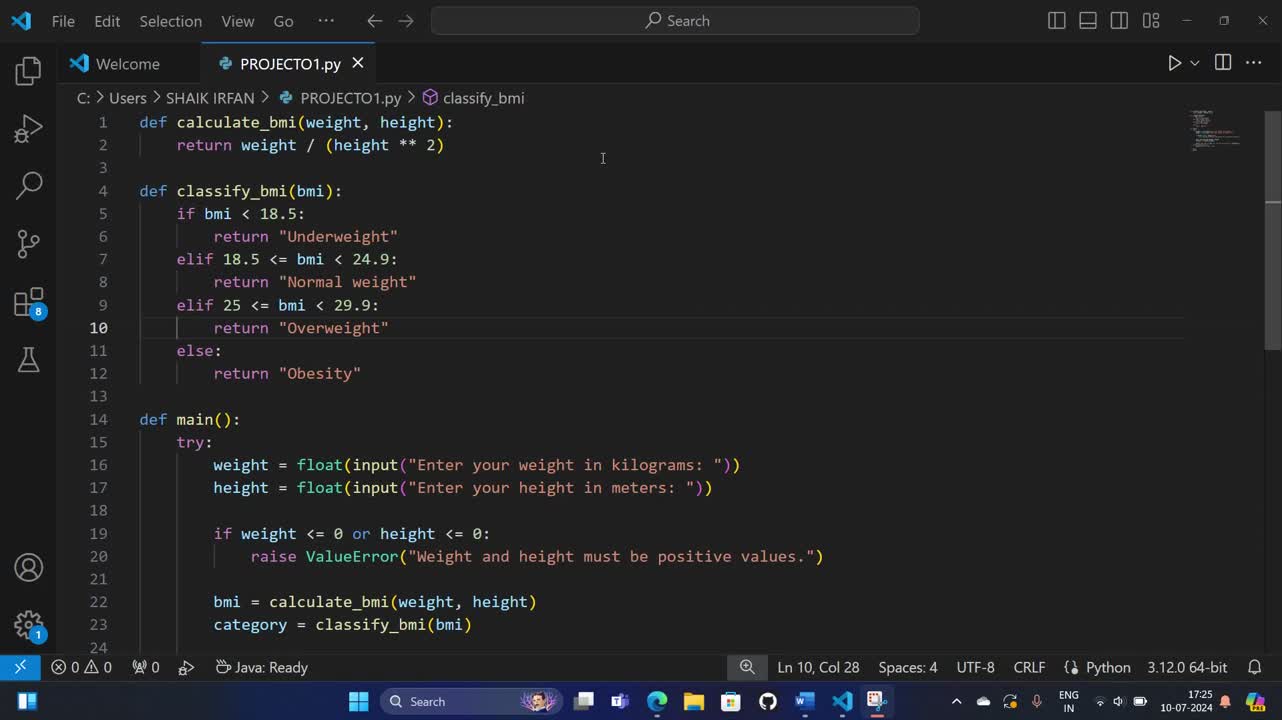Tahniyath Fathima on LinkedIn: #pythonprogramming #bmicalculator # ... Tahniyath Fathima on LinkedIn: #pythonprogramming #bmicalculator # ...