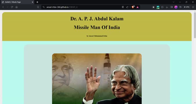 Mohammad Irfan Ansari on LinkedIn: #webdev #tributepage #html #css Mohammad Irfan Ansari on LinkedIn: #webdev #tributepage #html #css