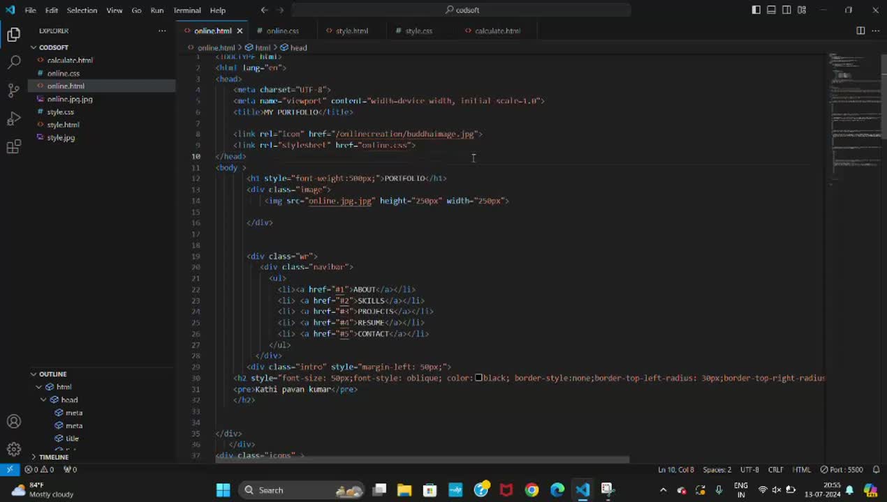 Kathi Pavan on LinkedIn: CodSoft Successfully completed task2 Portfolio ... Kathi Pavan on LinkedIn: CodSoft Successfully completed task2 Portfolio ...