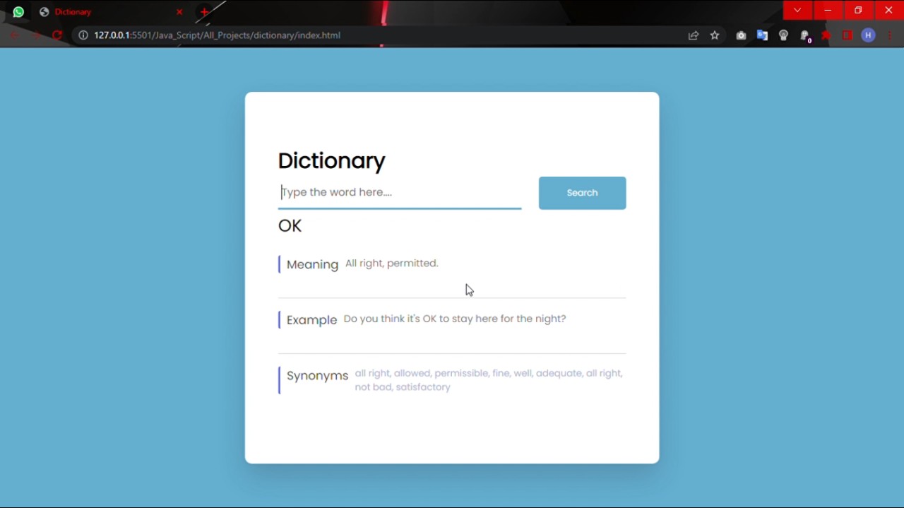 Himanshu Karnwal on LinkedIn: #javascript #api #project #dictionary # ... Himanshu Karnwal on LinkedIn: #javascript #api #project #dictionary # ...
