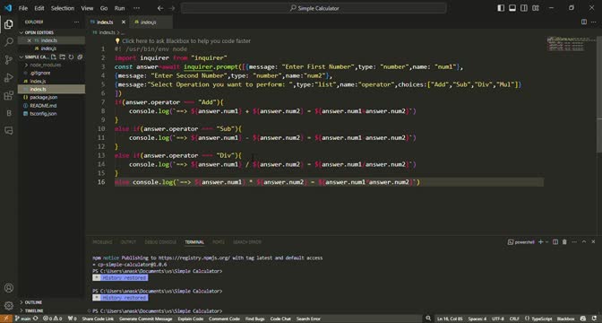 Anas Khan on LinkedIn: #typescript #nodejs #cli #simplecalculator Anas Khan on LinkedIn: #typescript #nodejs #cli #simplecalculator