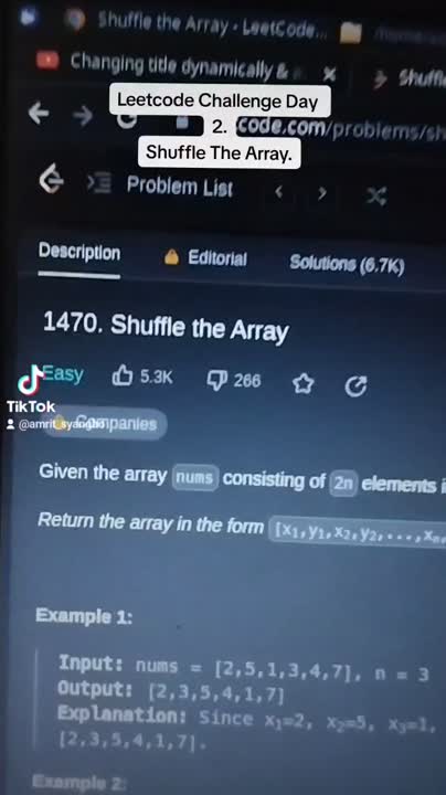 Amrit Lama Syangbo on LinkedIn: Day 2 of leetcode. (Shuffle The Array ... Amrit Lama Syangbo on LinkedIn: Day 2 of leetcode. (Shuffle The Array ...