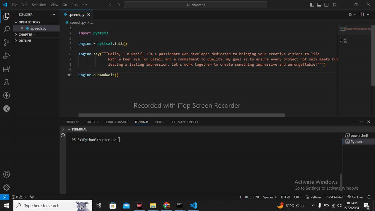 Wasif Hasan on LinkedIn: #python #texttospeech #pyttsx3 #codingjourney ... Wasif Hasan on LinkedIn: #python #texttospeech #pyttsx3 #codingjourney ...