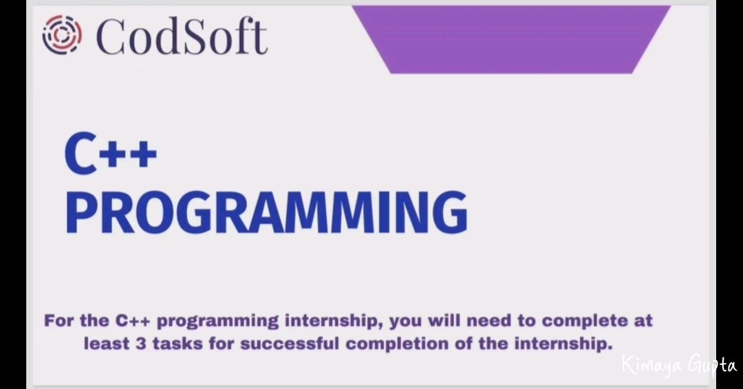 Kimaya Gupta on LinkedIn: #codsoft #codsoftinternship #cplusplus # ... Kimaya Gupta on LinkedIn: #codsoft #codsoftinternship #cplusplus # ...