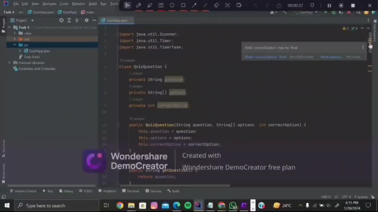 Om Rai on LinkedIn: #codesoft #codesoftinternship #javaquiz # ... Om Rai on LinkedIn: #codesoft #codesoftinternship #javaquiz # ...