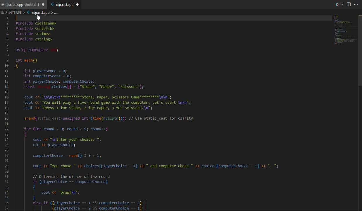 Sai Chavhan on LinkedIn: #coding #cplusplus #rockpaperscissors #internpe Sai Chavhan on LinkedIn: #coding #cplusplus #rockpaperscissors #internpe