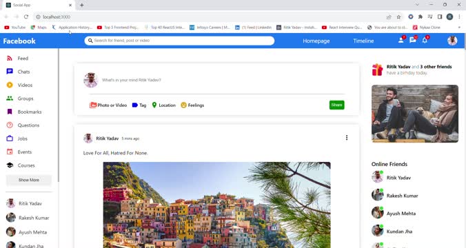 Ritik Yadav on LinkedIn: #reactjs #facebookclone #learningandgrowing # ... Ritik Yadav on LinkedIn: #reactjs #facebookclone #learningandgrowing # ...