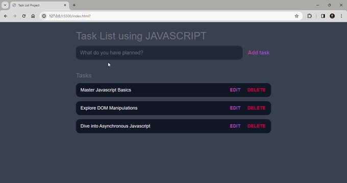 🚀 Developed a dynamic Task List using HTML, CSS, and JavaScript! 📝 ... 🚀 Developed a dynamic Task List using HTML, CSS, and JavaScript! 📝 ...
