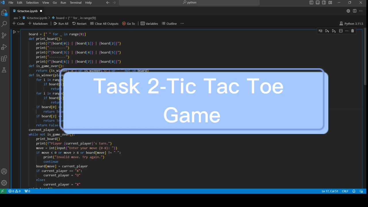 Ridhima Vijay on LinkedIn: #tictactoe #internship #pythonprogramming # ... Ridhima Vijay on LinkedIn: #tictactoe #internship #pythonprogramming # ...