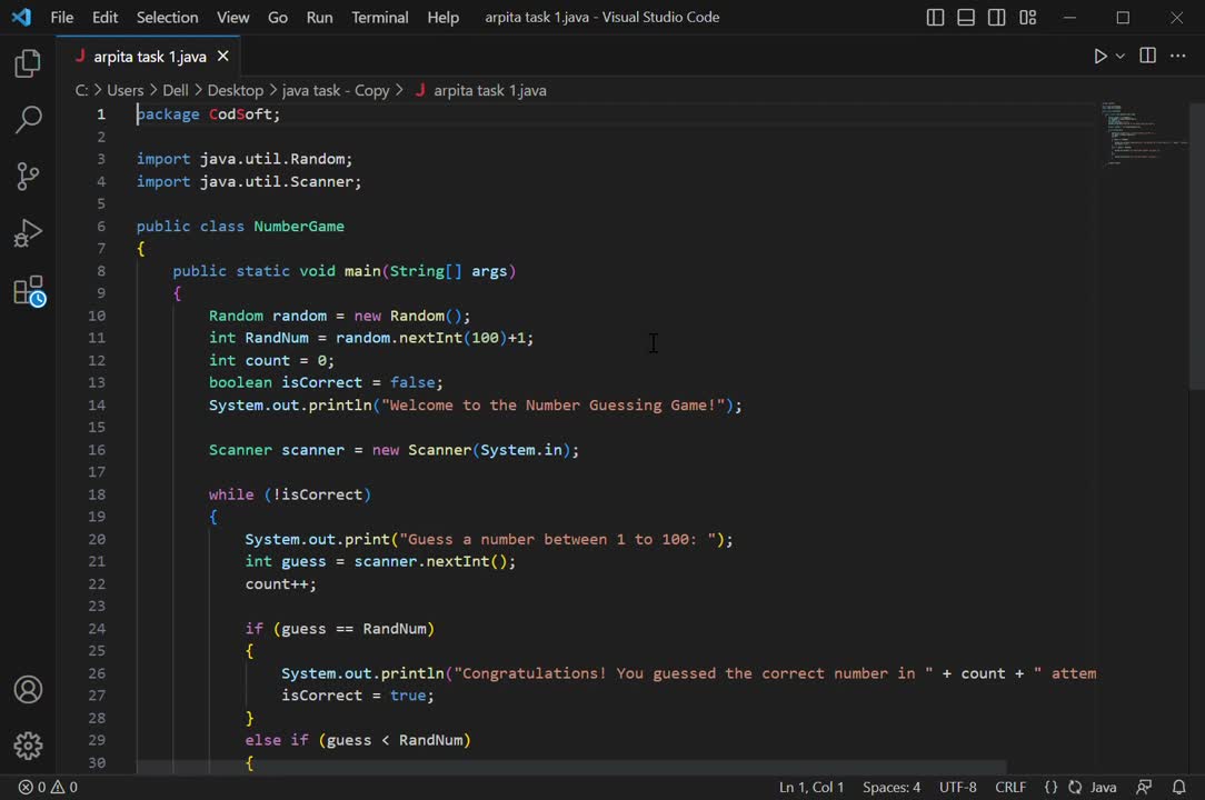 Arpita Singh on LinkedIn: #intership #javaprogramming #codsoft Arpita Singh on LinkedIn: #intership #javaprogramming #codsoft