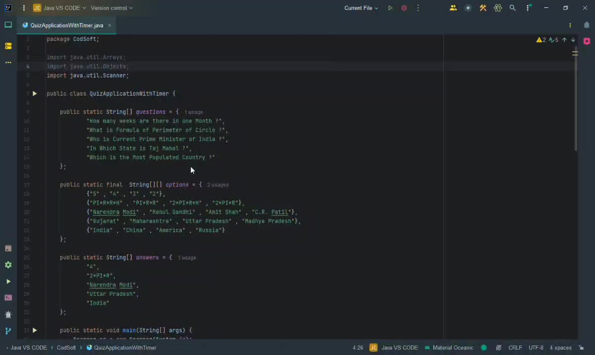 SAVALIYA ANKIT on LinkedIn: #codsoft #java #internship #quizapplication ... SAVALIYA ANKIT on LinkedIn: #codsoft #java #internship #quizapplication ...