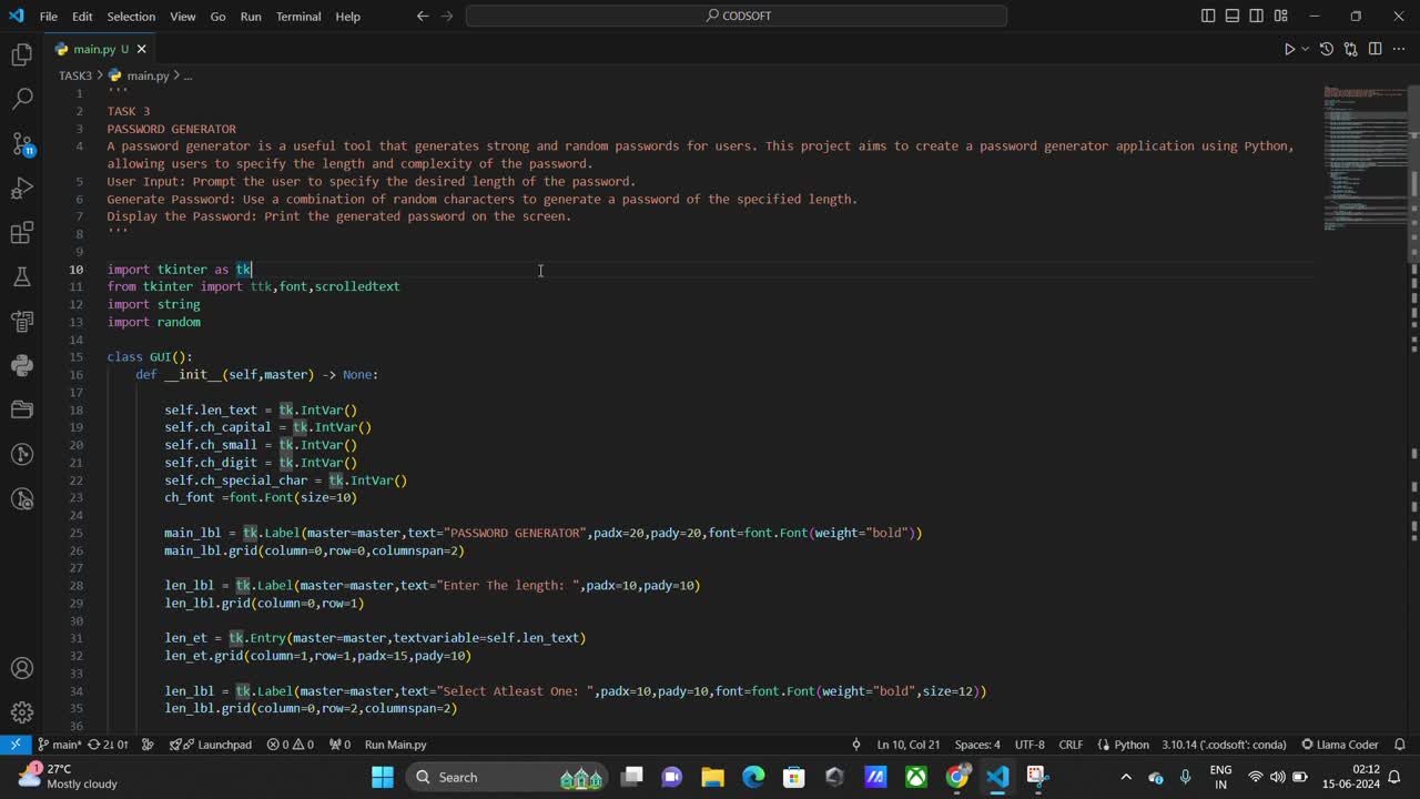 Completed a password generator task with CodSoft | Manav Patil posted ... Completed a password generator task with CodSoft | Manav Patil posted ...