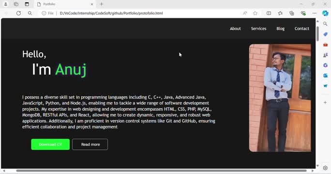 Anuj Kumar on LinkedIn: #webdevelopment #html #css #portfolio #codsoft ... Anuj Kumar on LinkedIn: #webdevelopment #html #css #portfolio #codsoft ...