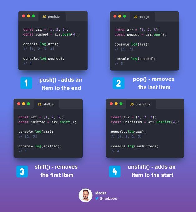 Madza π¨βπ»β‘ on LinkedIn: JavaScript tip π‘ 4 methods to add or remove ... Madza π¨βπ»β‘ on LinkedIn: JavaScript tip π‘ 4 methods to add or remove ...