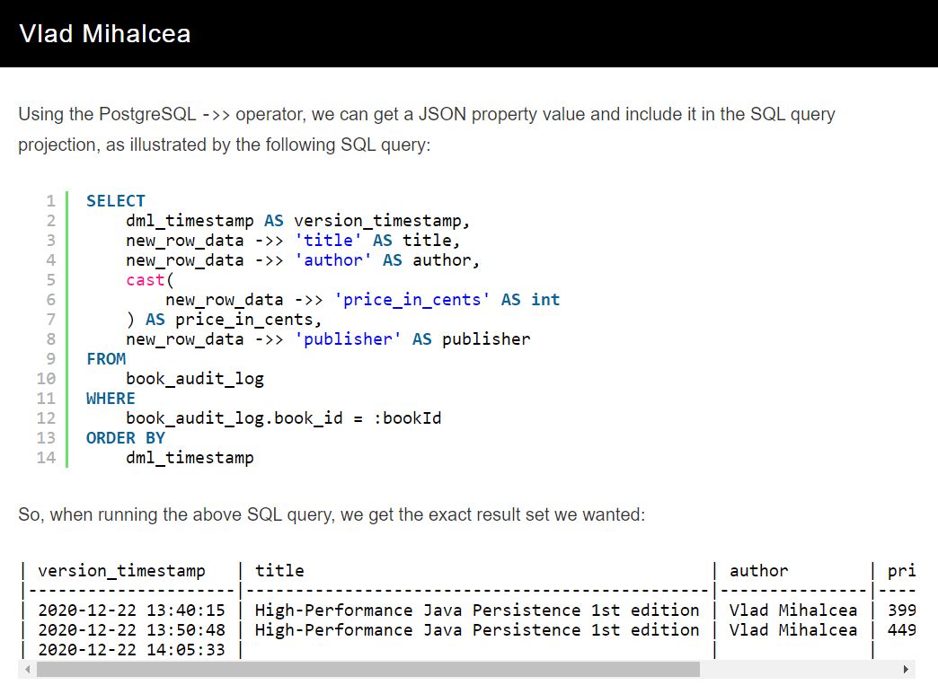 Vlad Mihalcea on LinkedIn: How to get a JSON property value using ... Vlad Mihalcea on LinkedIn: How to get a JSON property value using ...